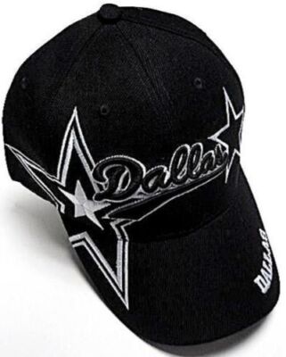 Dallas City Black Hat Cap Script Visor Embroidered Signature Double ...