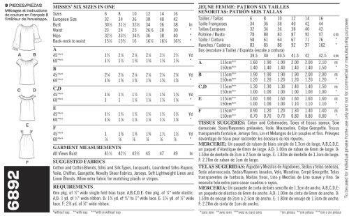 New Look Sewing Pattern 6892 Misses Tops, Size A (6-8-10-12-14-16) | eBay