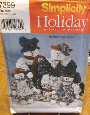 SNOWMEN SNOW WOMEN uncut sewing pattern Simplicity Holiday Christmas ...