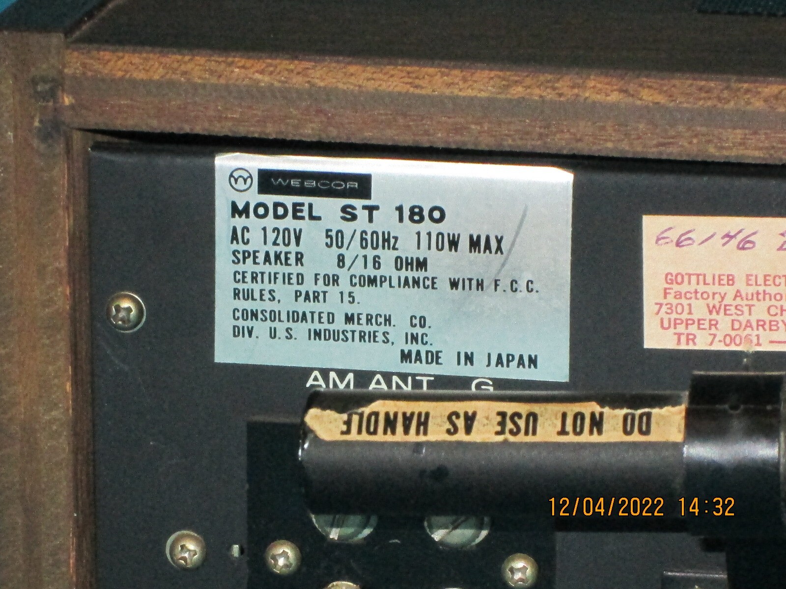 Vintage WEBCOR ST-180 Solid State AM/FM Stereo Receiver (early 60's) | eBay