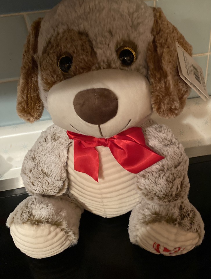 Kellytoy 2017 Plush Stuffed Puppy Dog 15" with Bow and Red Heart EUC ...