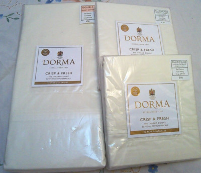 New! Dorma 400 Thread Count Egyptian Cotton Double Duvet Cover & 2 ...