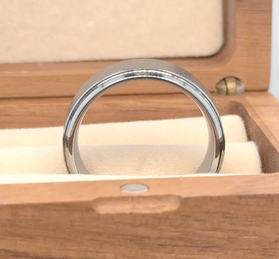 8mm Silver Tungsten Promise Band Stain Surface Polished Ring Wife ...