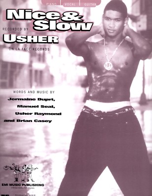 USHER "NICE & SLOW" SHEET MUSIC-PIANO/VOCAL/GUITAR-1997-EXTREMELY RARE ...