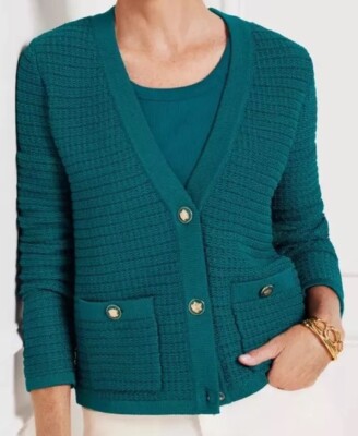 Talbots Kate Cardigan In Teal Size Large Beautiful Color Teal US Seller ...