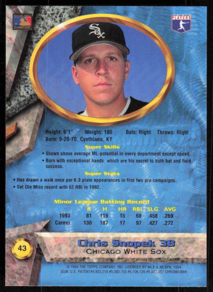 1994 Bowman's Best #43 Chris Snopek - FREE SHIPPING | eBay