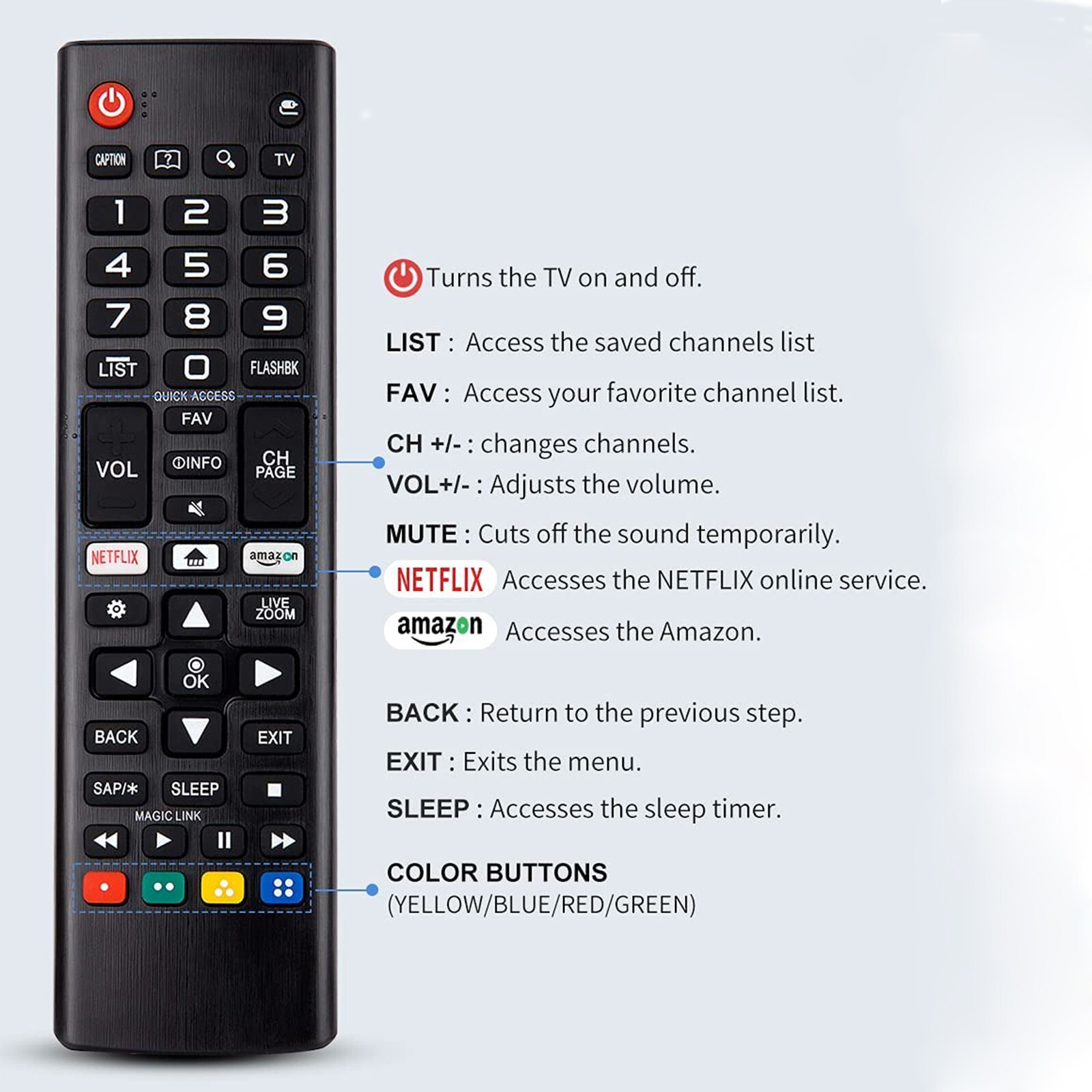 New AKB75095307 Universal Remote Control for LG TV 43LJ5550 49LJ550M ...