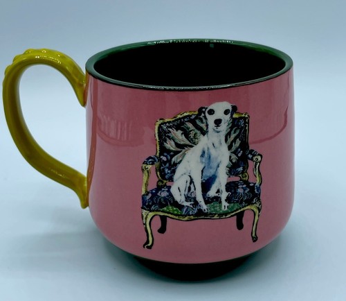 Anthropologie Raphael Balme Coffee Tea Cup Italian Greyhound Dog Pink ...