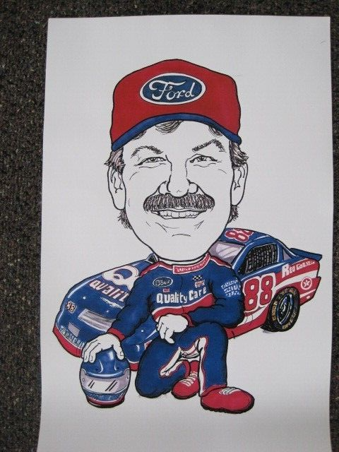 7 caricature color drawing prints Nascar 11"x17" EarnHardt Petty Martin ...