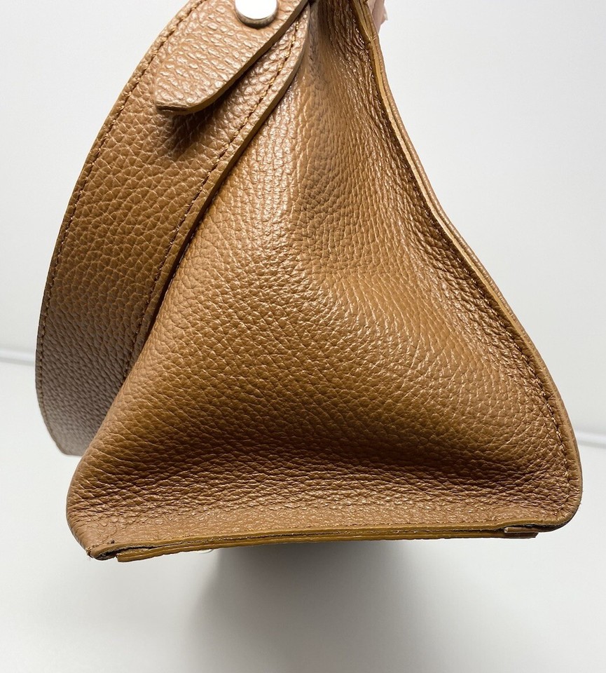 VIOLA CASTELLANI Milano Brown Pebbled Leather Shoulder Handbag W/Feet ...