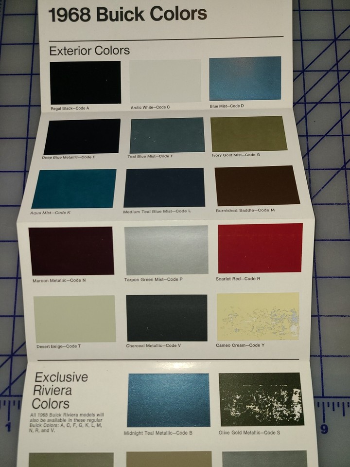 1968 Buick Exterior Colors Brochure Folder Original Color Chips | eBay