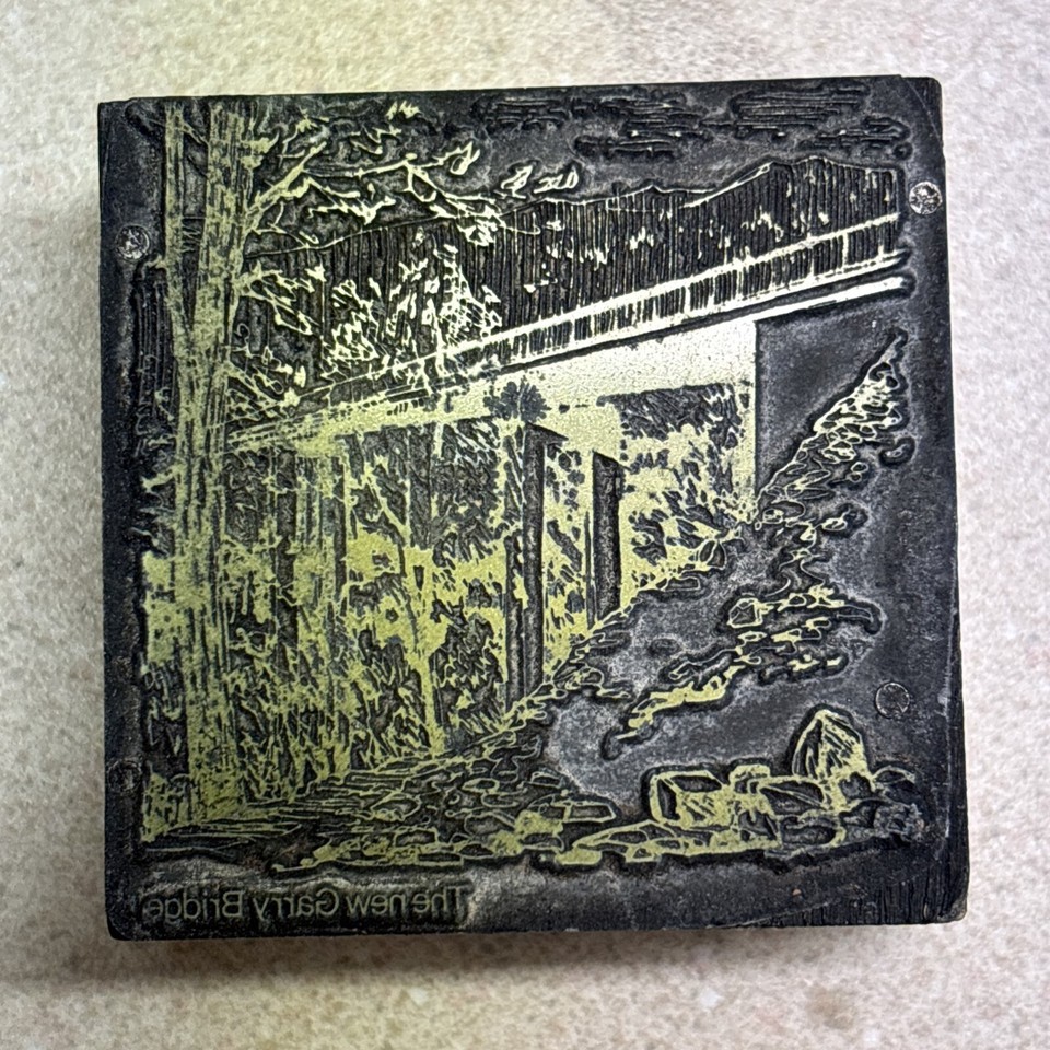 Vintage Print Printing Block The New Garry Bridge Scotland Rare ...