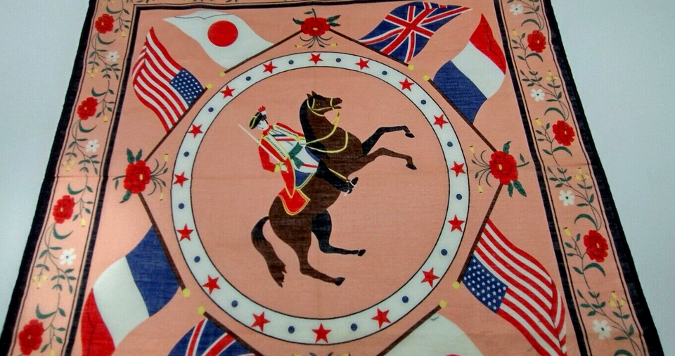 Kenzo Horse Cotton Scarf rare Handkerchief Flags JAPAN USA FRANCE ...