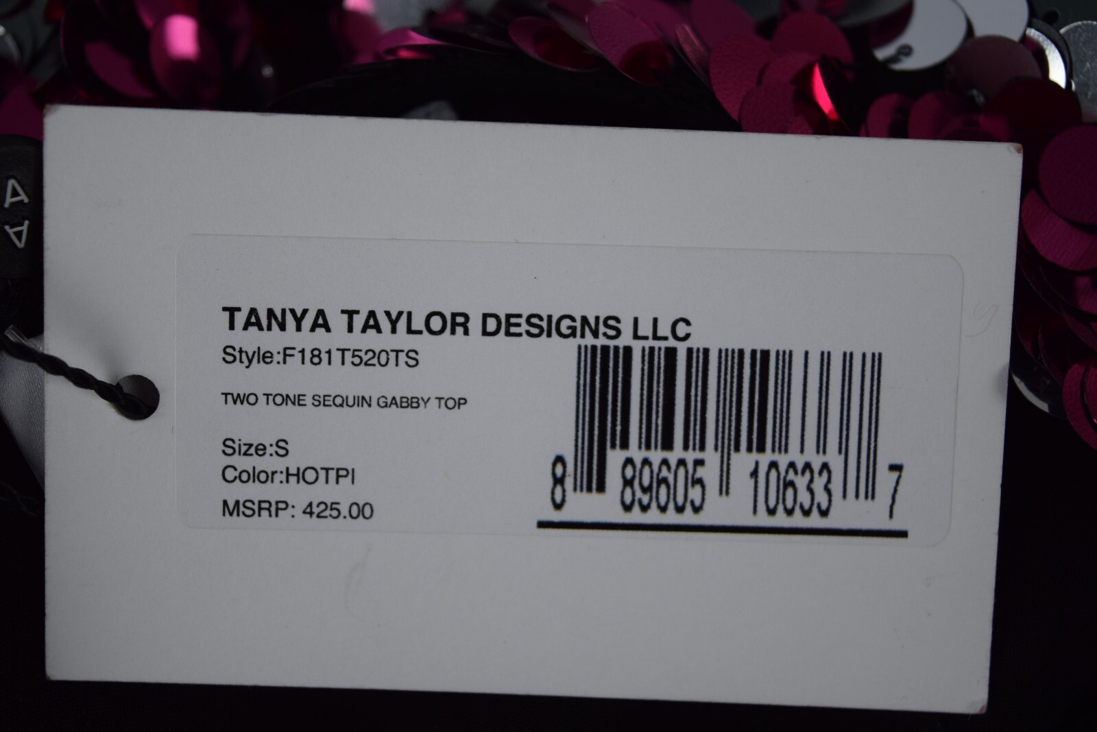 NWT! $425 Tanya Taylor Two Tone Sequin Gabby Tank Top Silver Hot Pink ...