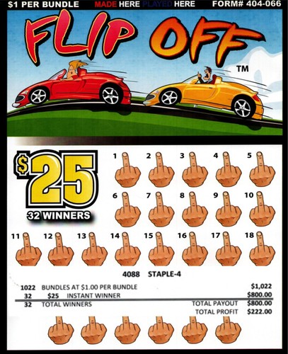 FLIP OFF! Single game, pull tabs- Jar Tickets | eBay