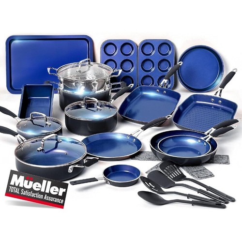 Mueller Sapphire UltraClad Kitchen Frying Pots and Pans 24pc Nonstick ...