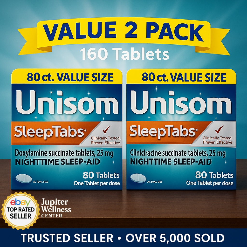 [2 Pack] Unisom SleepTabs Nighttime Sleep-Aid 25mg, 80 Tablets ea Exp 1 ...