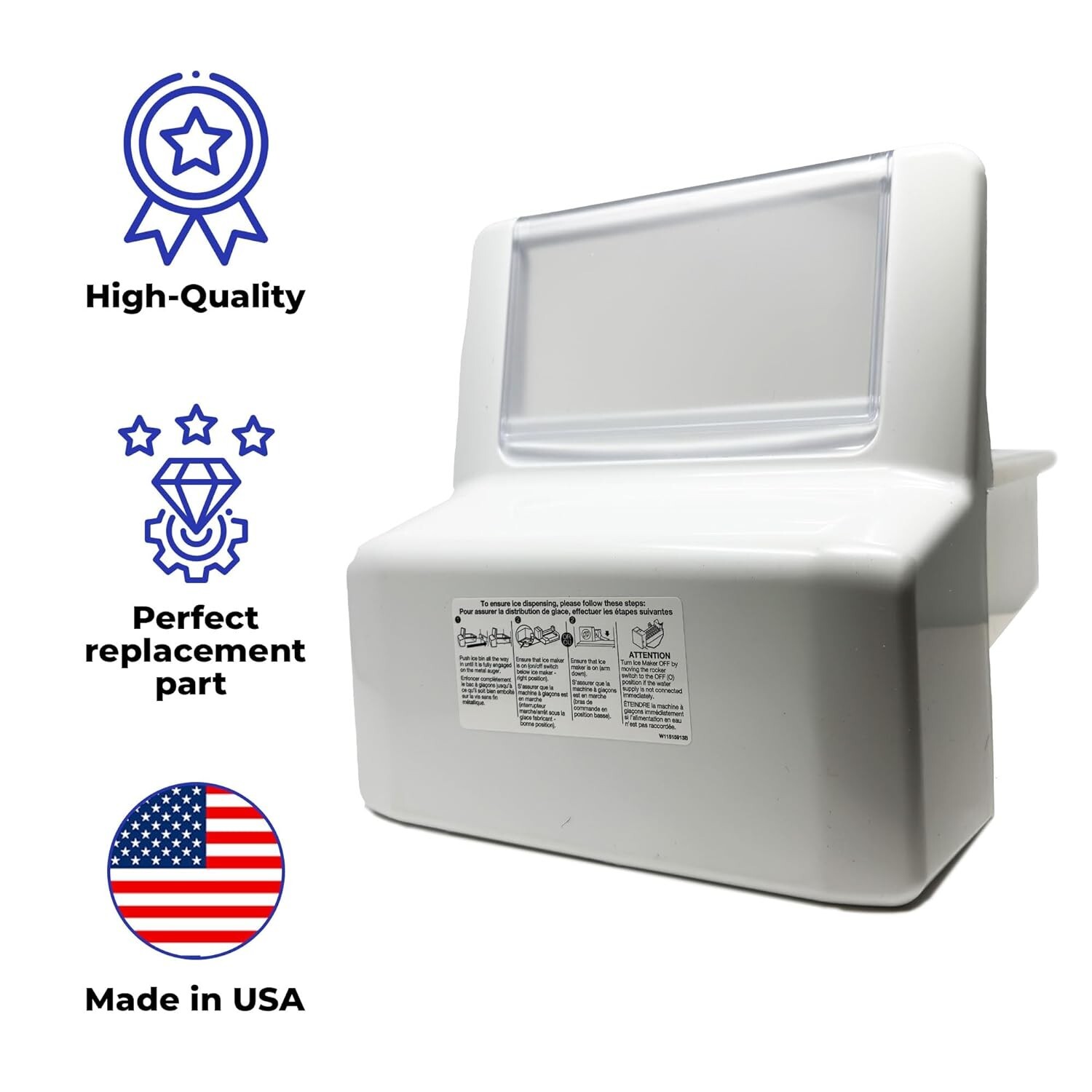 WPW10558423 New Genuine OEM Whirlpool Refrigerator Ice Container | eBay