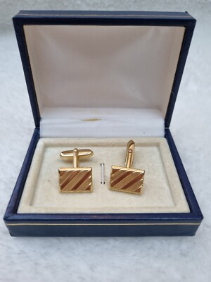 Cuff Links Diagonal Stripes Gold Tone Vintage Retro 1960's/70's ...