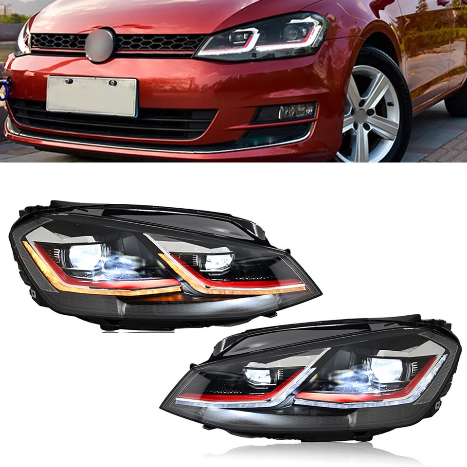 Full LED Projector Headlights For 2013-2018 MK7 VW Golf - RED ...