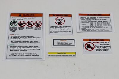 6 piece Yamaha warning decals stickers labels Raptor Blaster BANSHEE | eBay