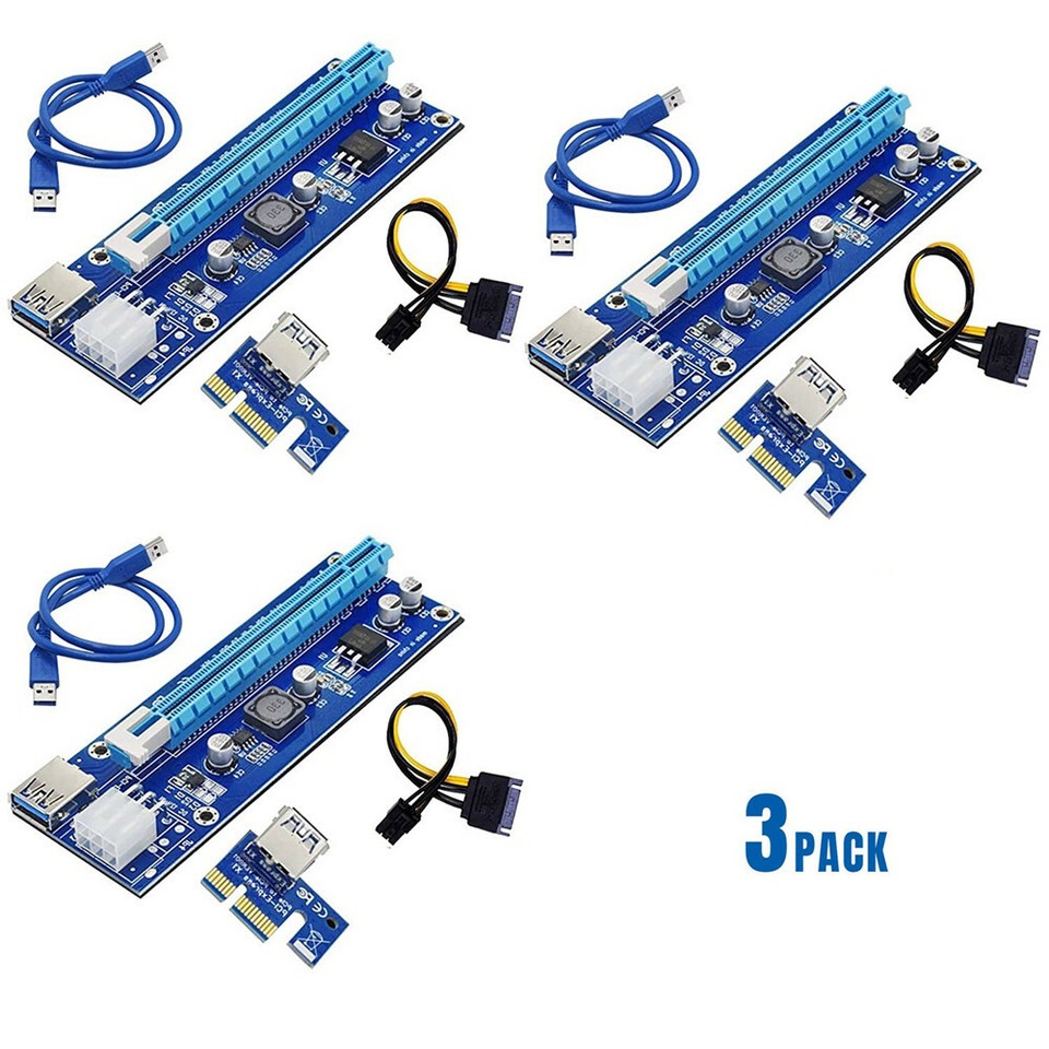 PCI-E 1x to 16x Powered USB 3.0 GPU Riser Extender Adapter Card VER ...