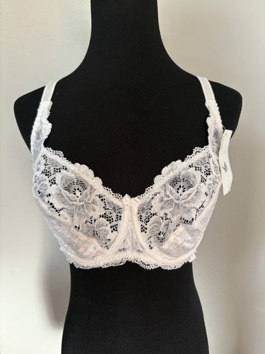 Vintage Ladies Bra Underwired Nonpadded Lace Detail Bra 40C White New ...