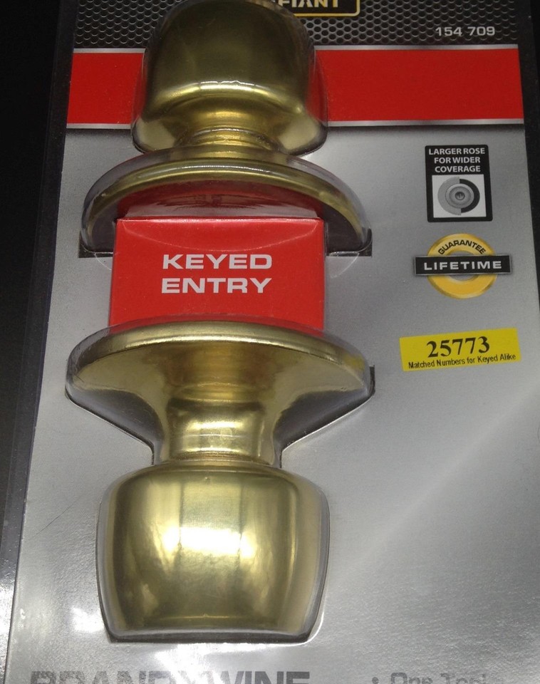 Defiant Brandywine Polished Brass Keyed Entry Door Knob New | eBay