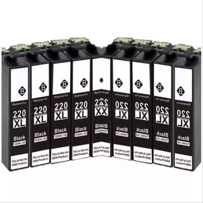 ️10PK 220XL BLACK INK EPSON XP-320 XP-420 XP-424 WF2630 WF2650 WF2660 ...