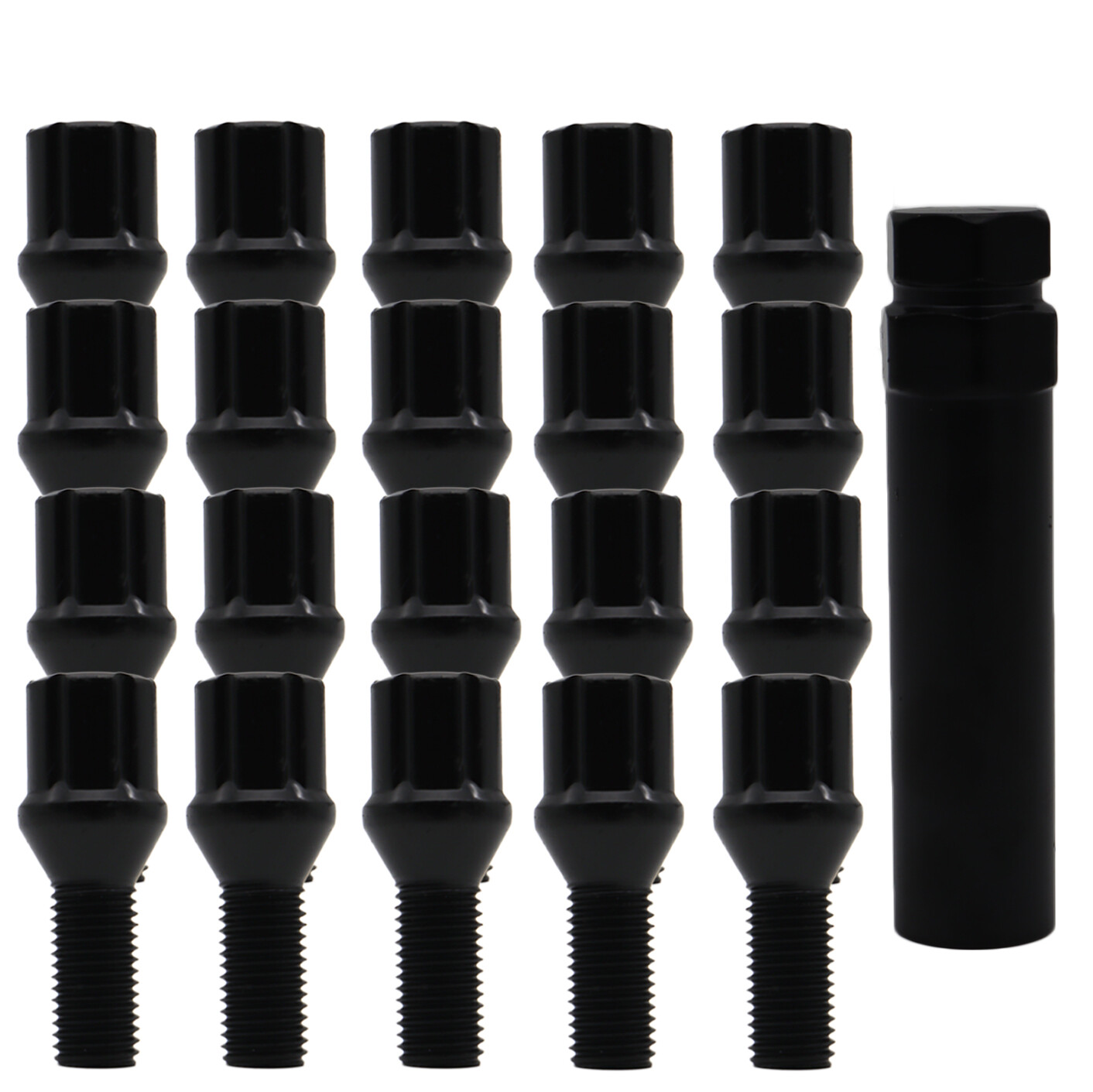 20X Car Spline Lug Wheel Bolts Black M12x1.5 & 1 Key For BMW 1 3 5 6 7 ...