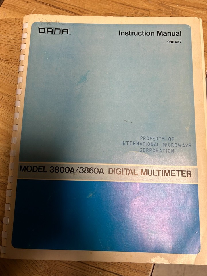 Dana 980427 - Model 3800A/3860A Digital Multimeter Instruction Manual ...