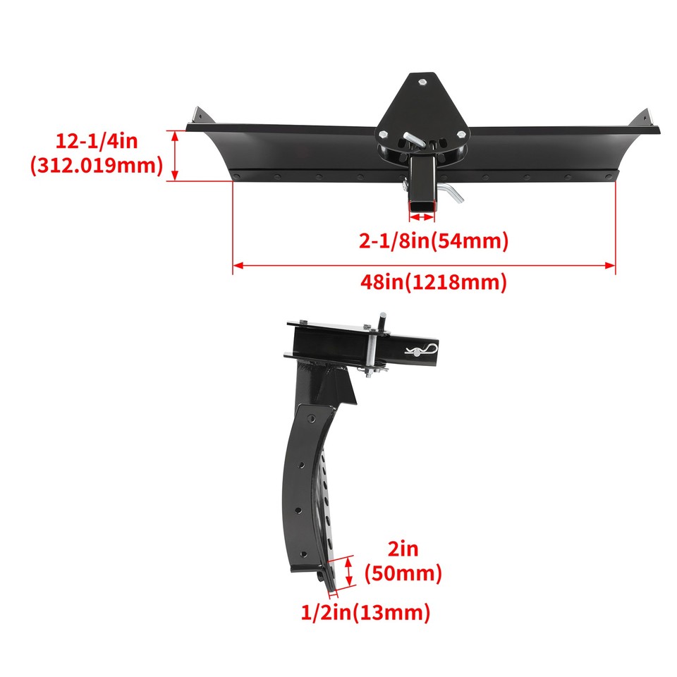 48" 3-Point Scrape Blade 2" Receiver ATV UTV Adjustable Scraper ...