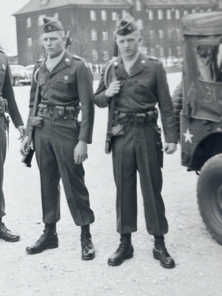 Vtg 1950s US Army Germany Photo 3 Soldiers M1 Garand Rifle M1911 Pistol ...