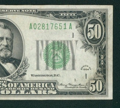 $50 1934 Federal Reserve Note ** PAPER CURRENCY AUCTIONS | eBay