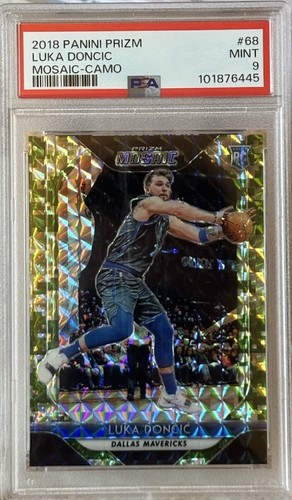2018 LUKA DONCIC ROOKIE PRIZM MOSAIC CAMO PRIZM #/25 PSA 9 MINT! POP 8 ...