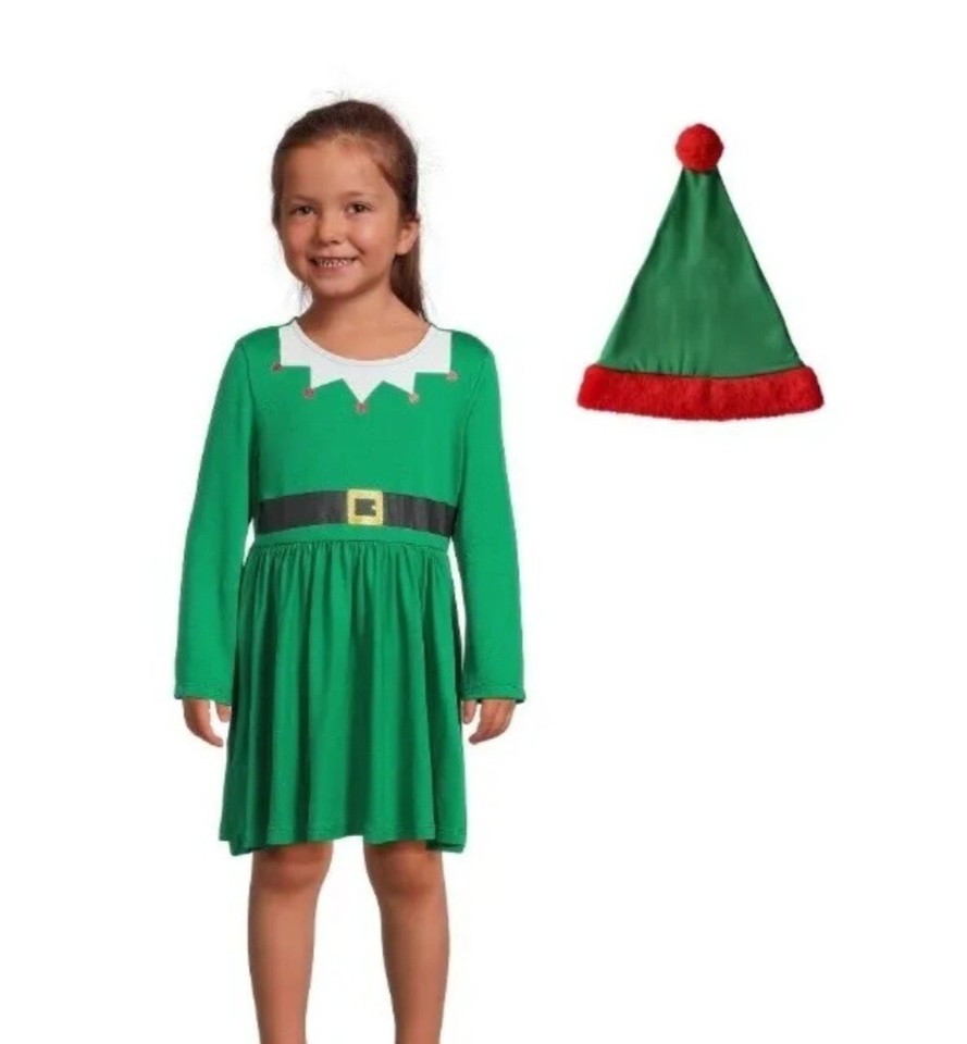 Holiday Elf Dress With Hat Toddler Girls Size 2T Christmas Green Red 2 ...