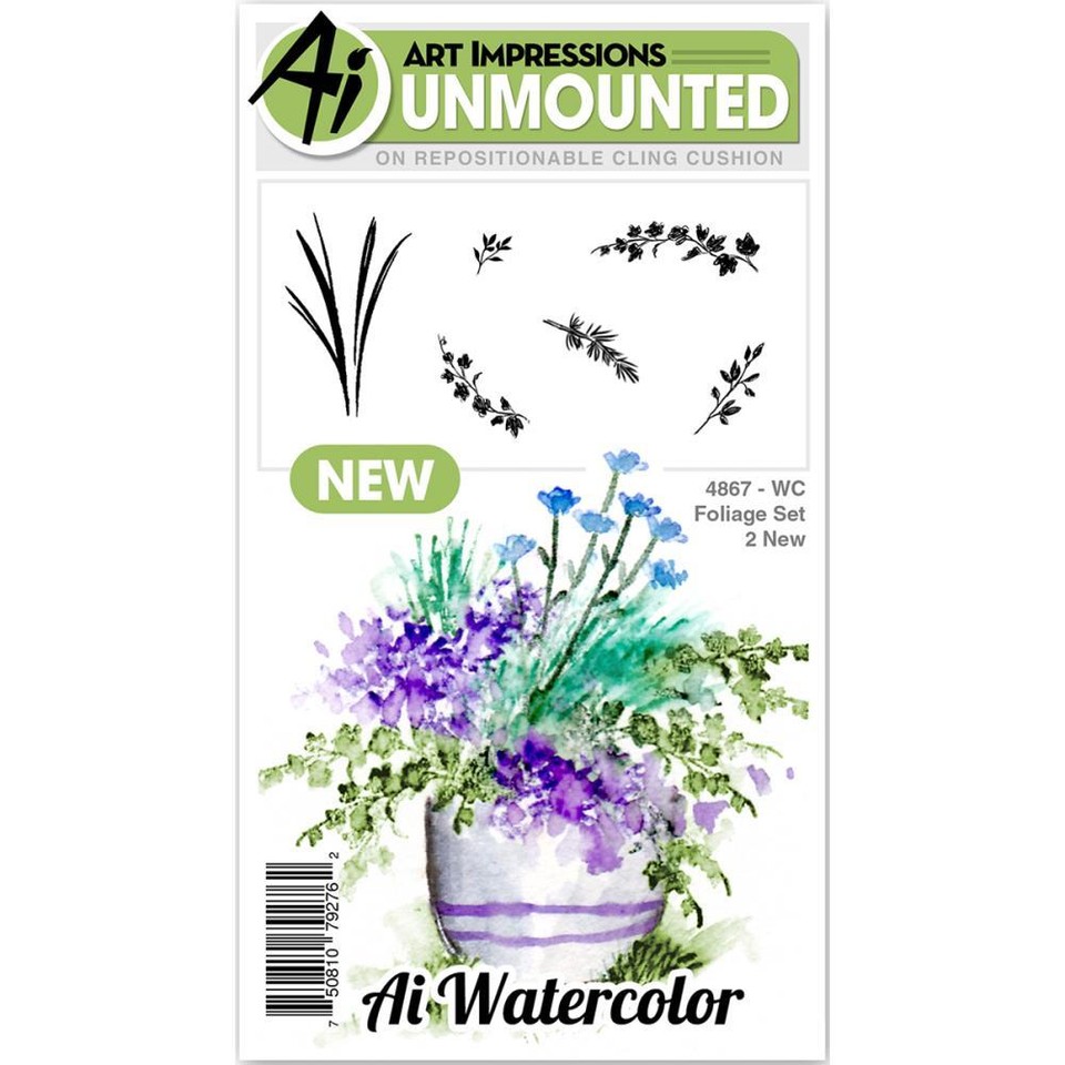 Art Impressions Watercolor Stamp Set Flowers Foliage, Trees, Birdhouse ...