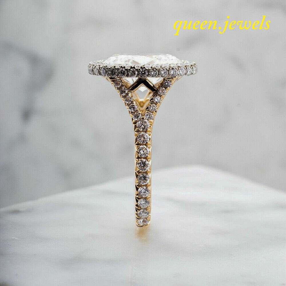 Lab-Created 2.47CT Oval Cut Diamond Split Shank Halo Ring 14K 2-Tone Gold Finish | eBay