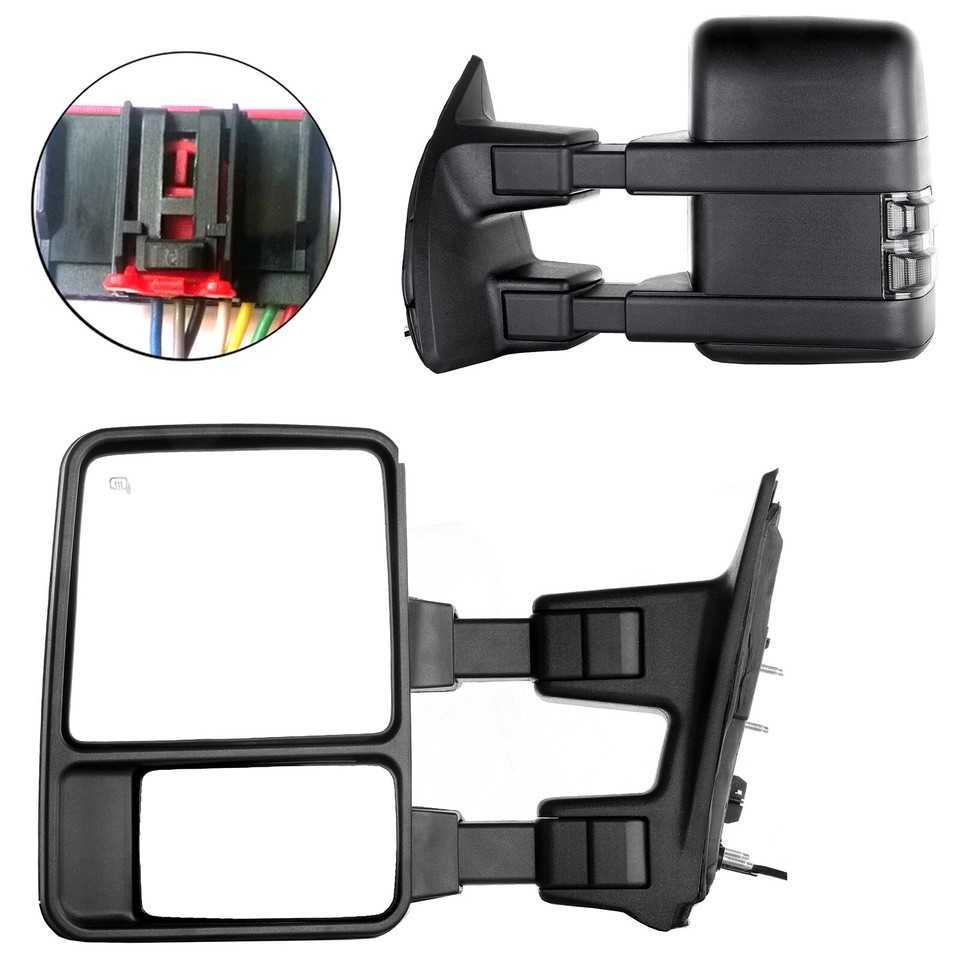 2008-2016 Ford F250 F350 Super Duty Tow Mirrors Pair Power Heated Smoke ...