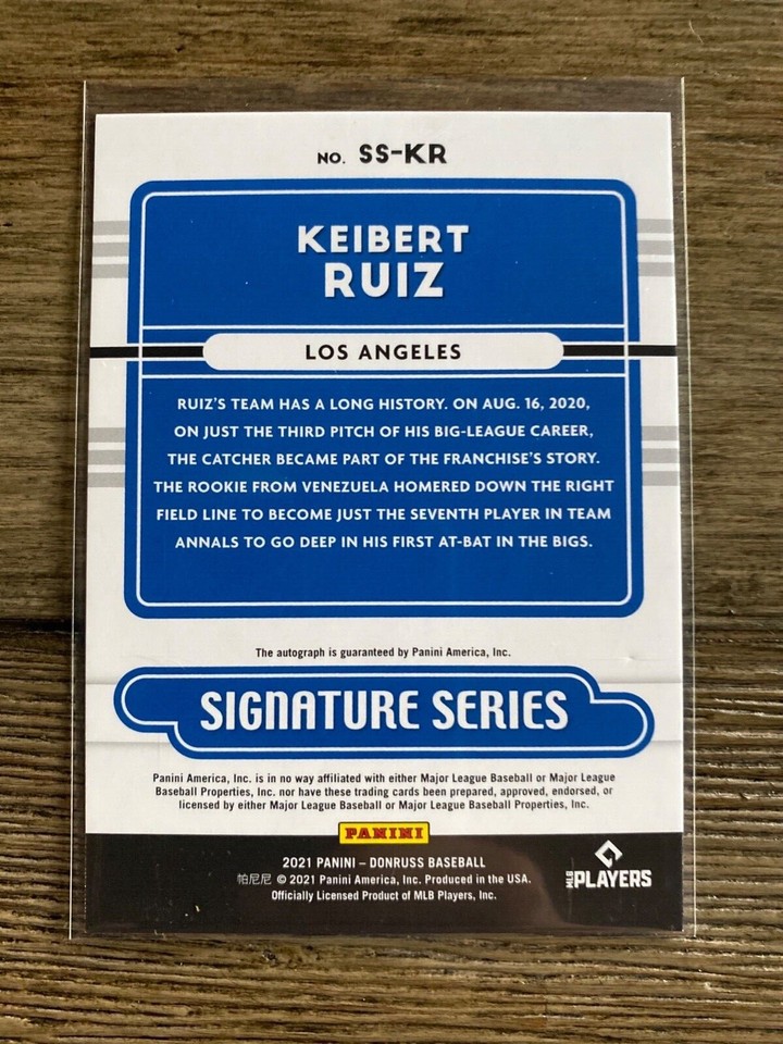 Keibert Ruiz Rookie Card 2021 Panini Donruss Signature Series Auto. NM ...