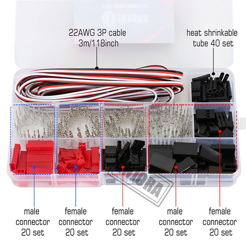 INJORA Servo Plug Male Female JST JR Connector Crimp Pin Wire for RC ...