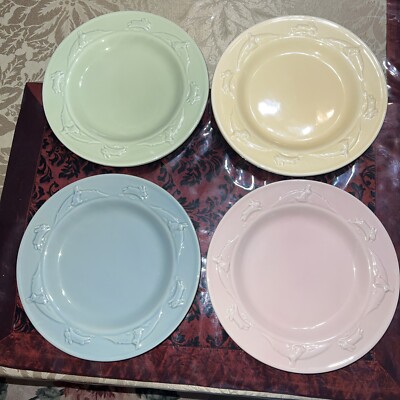 Hallmark Easter Spring Embossed Bunnies Pastel Plates 8 1/2" Set of 4 ...