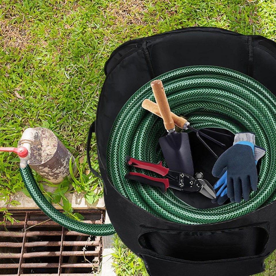 Garden Water Hose Holder Storage Bag Pot，Water Hose Hider，Holds 150 Ft ...