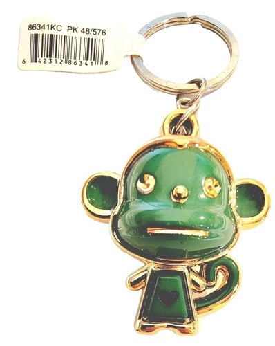 Monkey Keychain Goldtone Metal Kawaii Heart Backpack Purse Charm ...