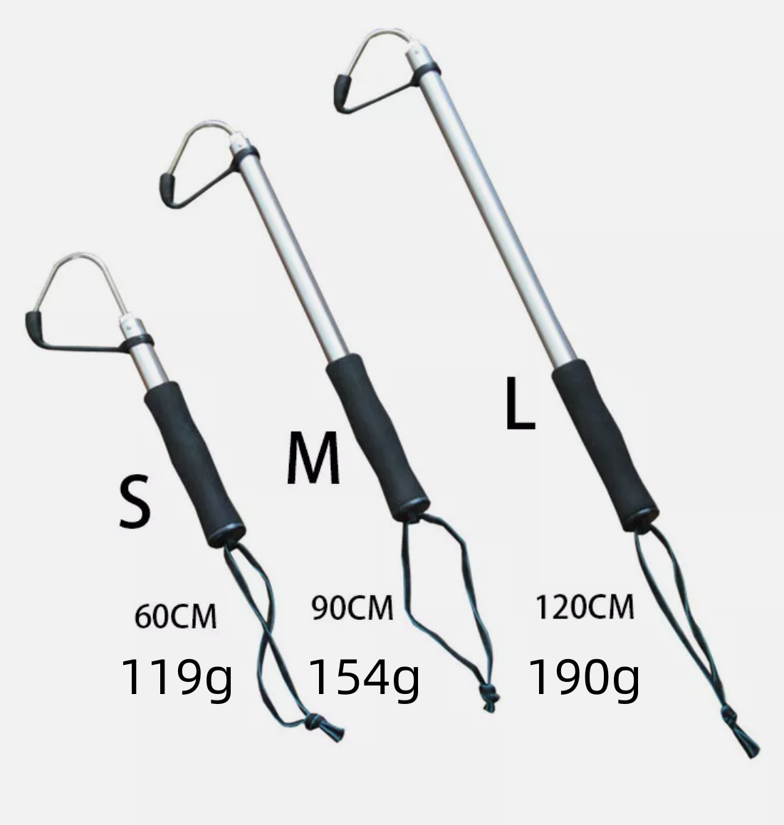 Fish Gaff Spear Hook Aluminum Alloy Fish Tool Stainless Telescopic 60 ...