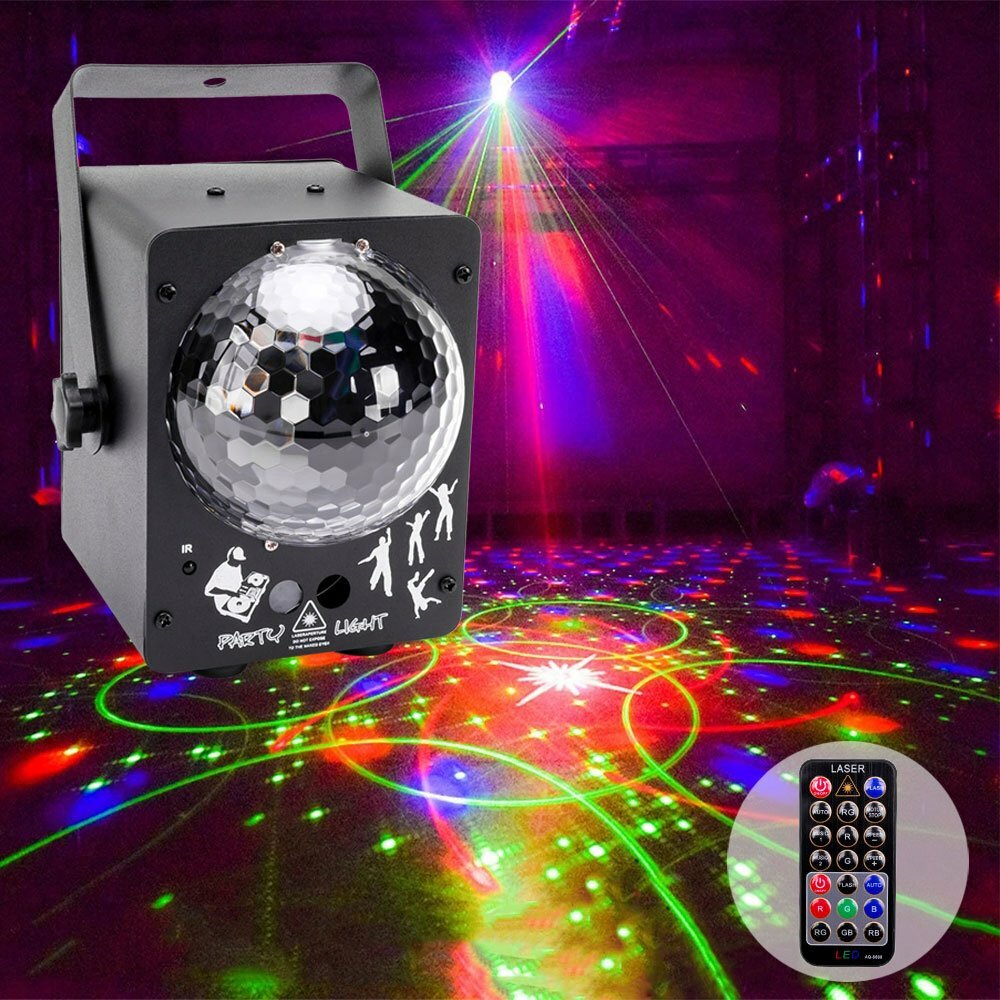 128 Patterns RGB LED Disco Lighting Projector Magic Ball Stage Light ...