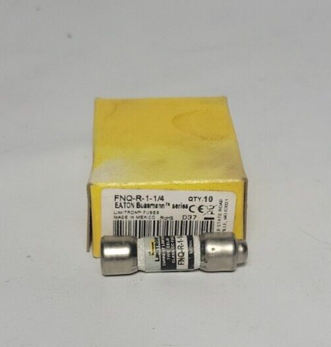 Box of 10 Eaton Bussmann FNQ-R-1-1/4 Time Delay Fuses CC 600 VAC 1.25 ...