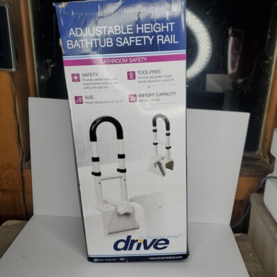 Drive RTL12036-ADJ Adjustable Clamp On Tub Safety Grab Handle Bar ...