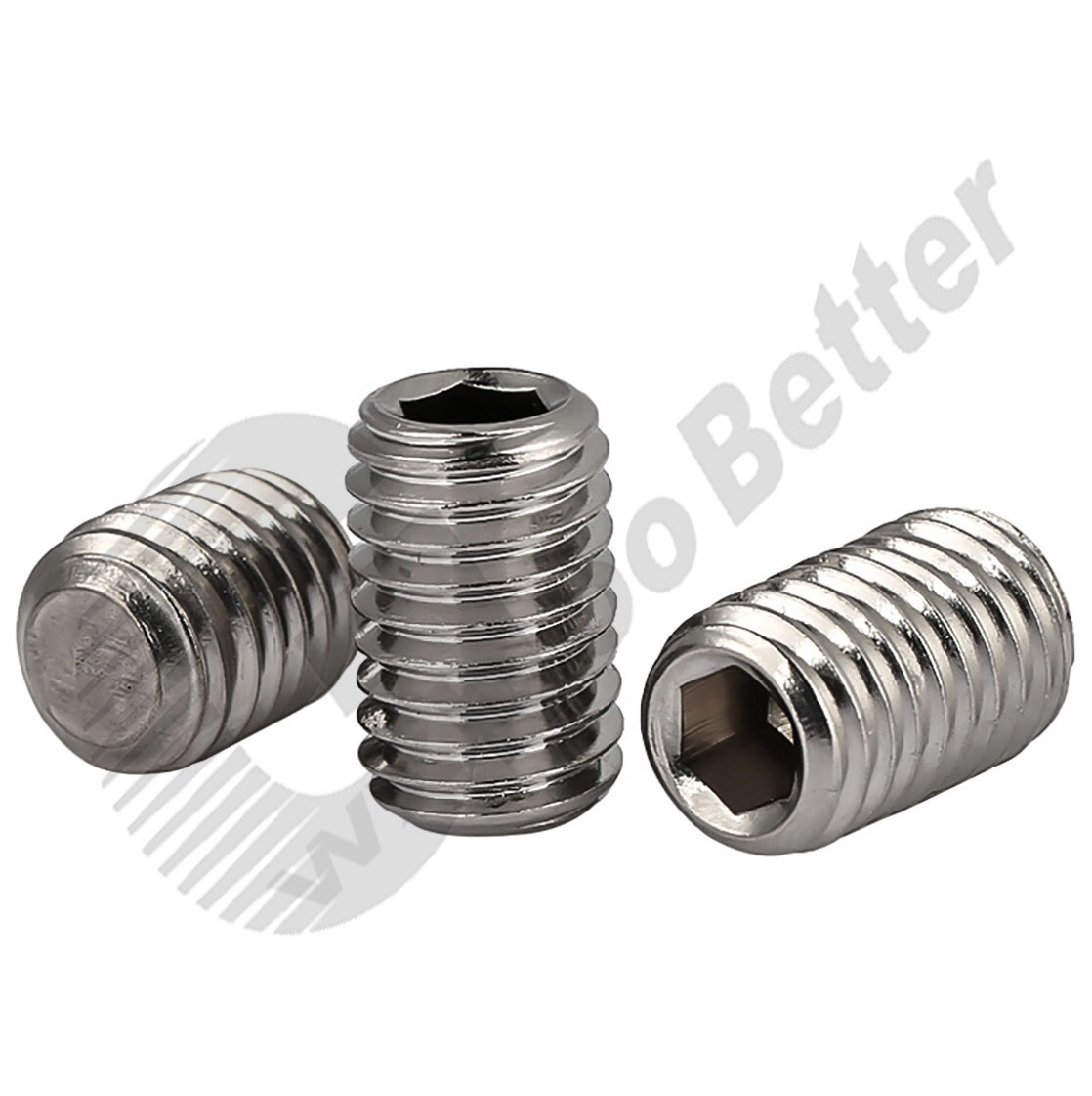 Grub Screws Flat Tip M6 M8 M10~M16 304 Stainless Steel Fine Thread Set ...