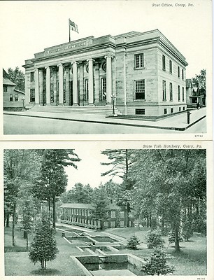 Corry PA Lot of 2 State Fish Hatchery & The Post Office | eBay